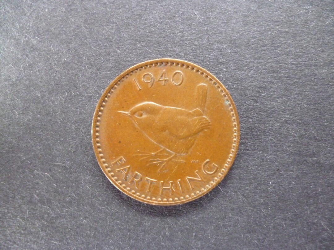 United Kingdom 1940 Farthing Coin Featuring a Wren Bird, Ideal Gift or ...
