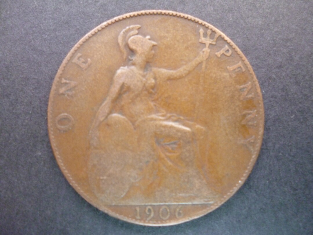 Great Britain 1906 One Penny Coin, King Edward 7th, an Ideal Gift or for Craft or Jewellery ...