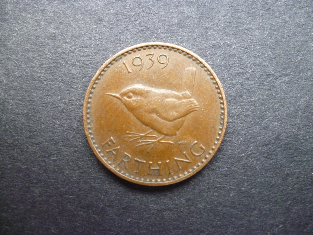 1939 UK Farthing Coin: Wren Bird, King George VI, Bronze Coin - Etsy