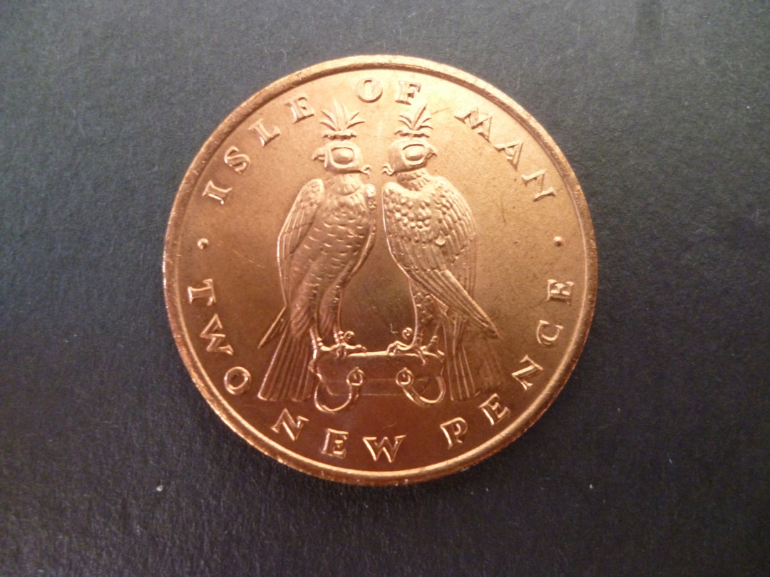 1975 Isle of Man 2p Coin: Falcons, Queen Elizabeth II, Craft Jewelry - Etsy