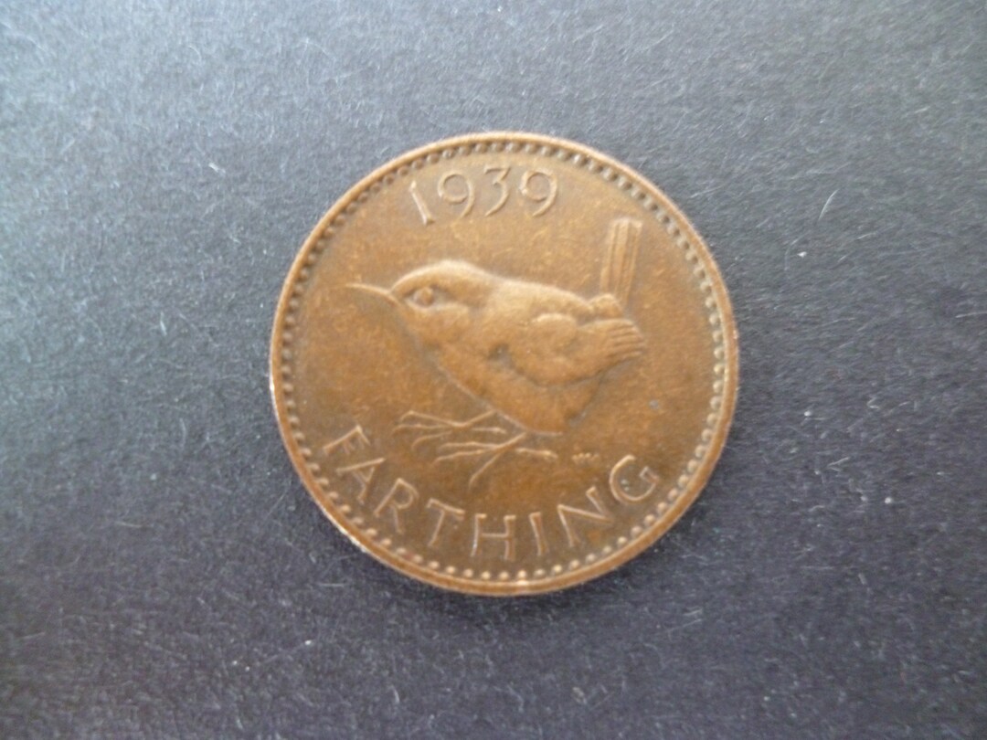 United Kingdom 1939 Farthing Coin Featuring a Wren Bird, Ideal Gift or ...