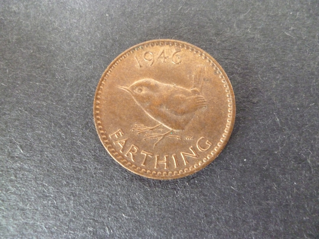 United Kingdom 1946 Farthing Coin Featuring a Wren Bird, Ideal Gift or ...
