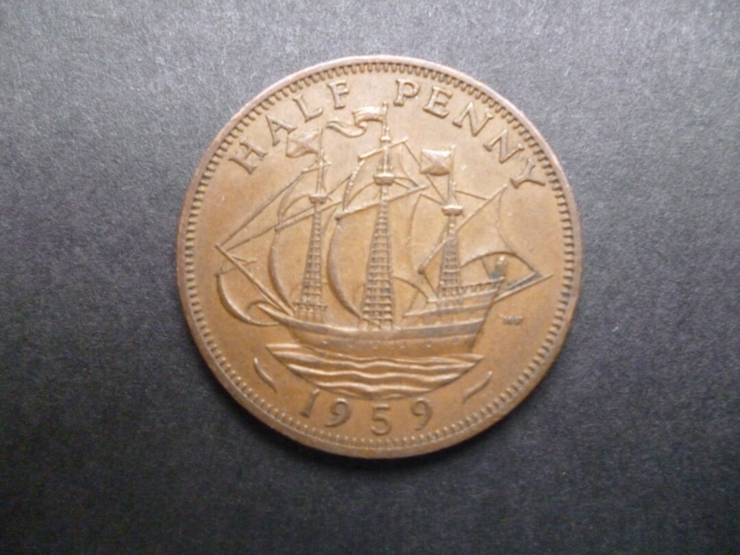 Great Britain 1959 Half Penny Coin, Queen Elizabeth II, an Ideal Gift ...