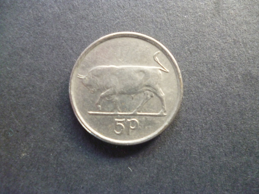 1996 Irish 5p Coin: Bull & Harp Cupro-nickel Jewelry Supply - Etsy