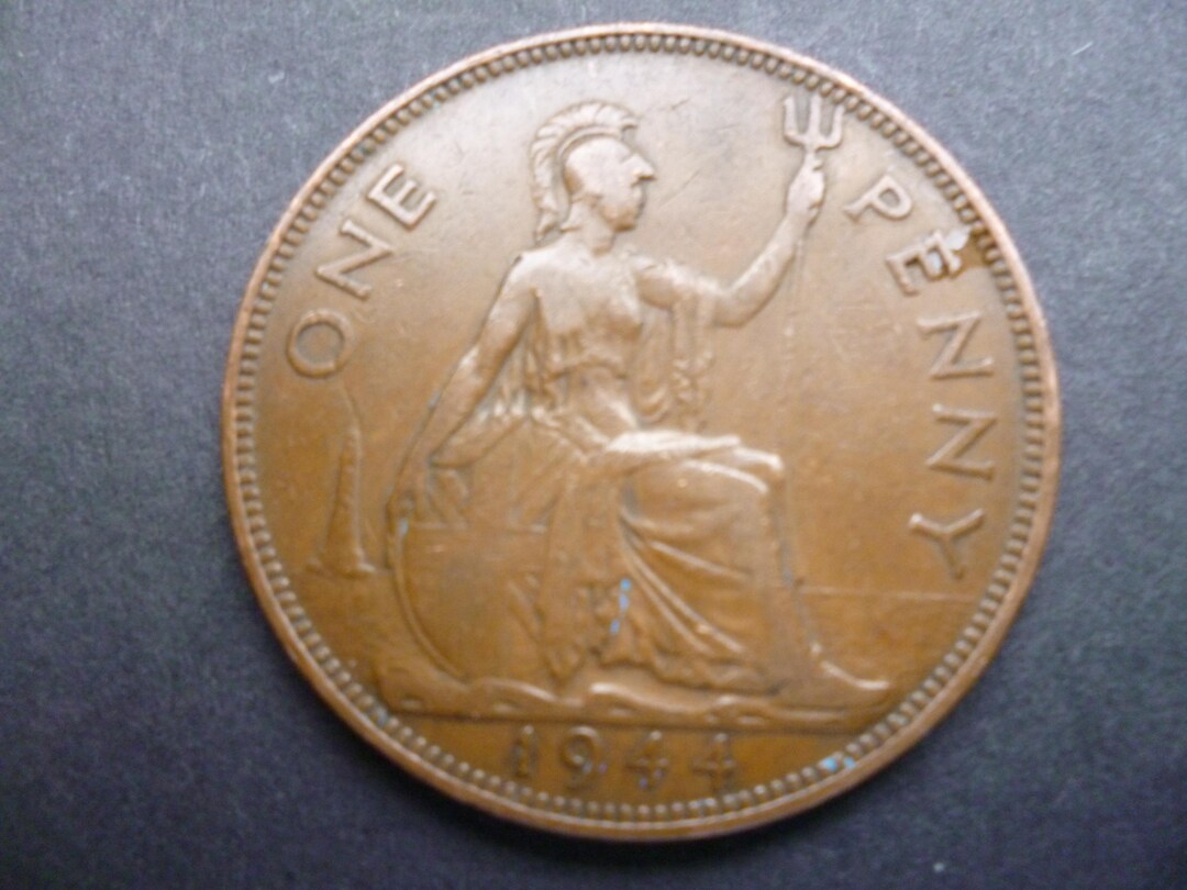 Vintage 1944 English Penny Coin: Bronze UK Royal Mint - Etsy