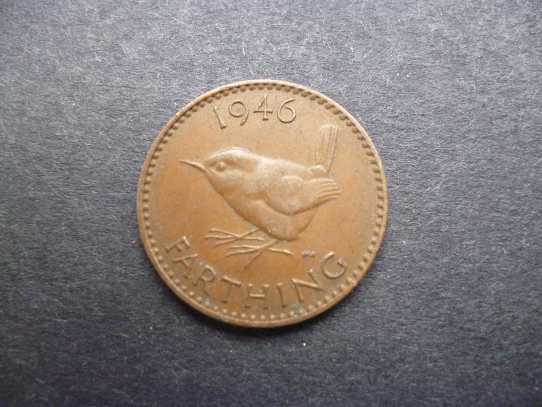 United Kingdom 1946 Farthing Coin Featuring a Wren Bird, Ideal Gift or ...