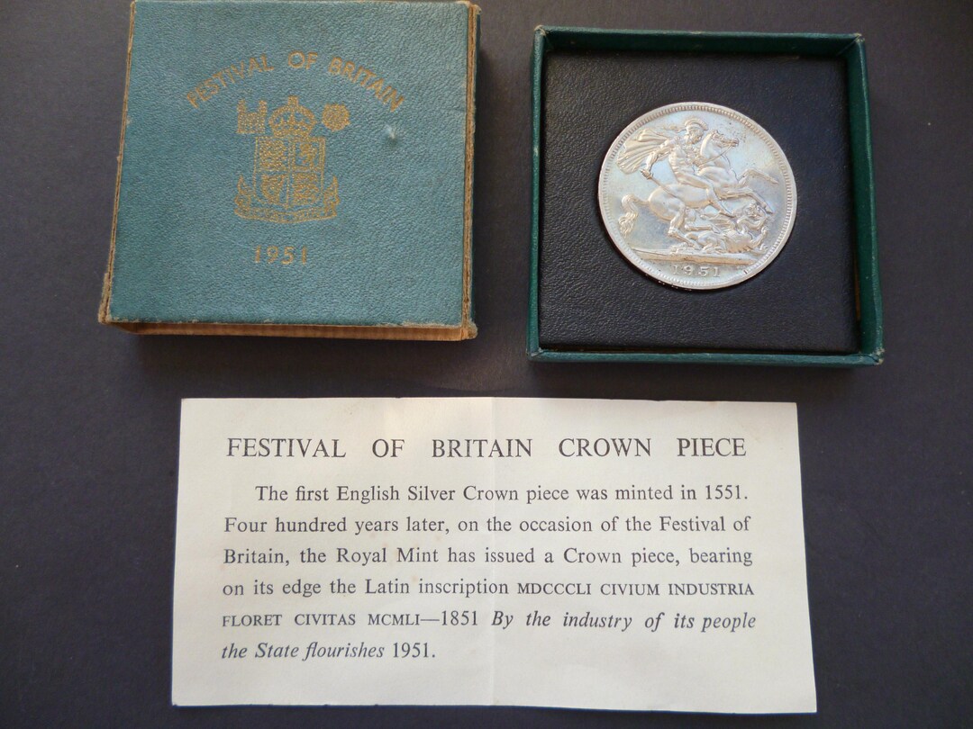 1951 Festival of Britain Crown Coin With Green Box - Etsy