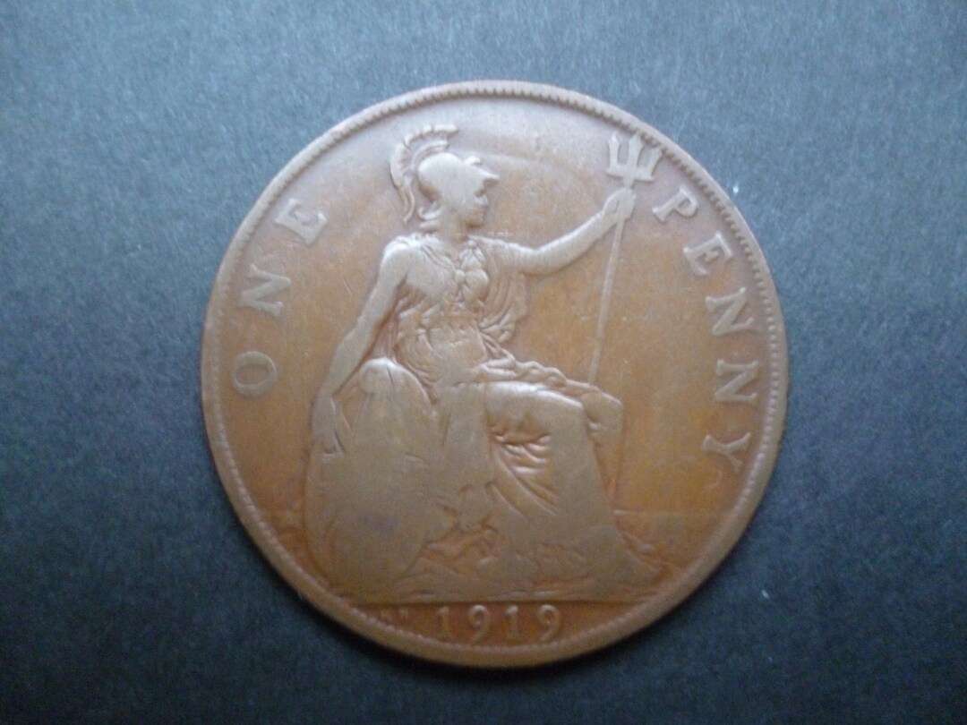 Great Britain 1919 One Penny Coin, George 5th Kings Norton Mint ...