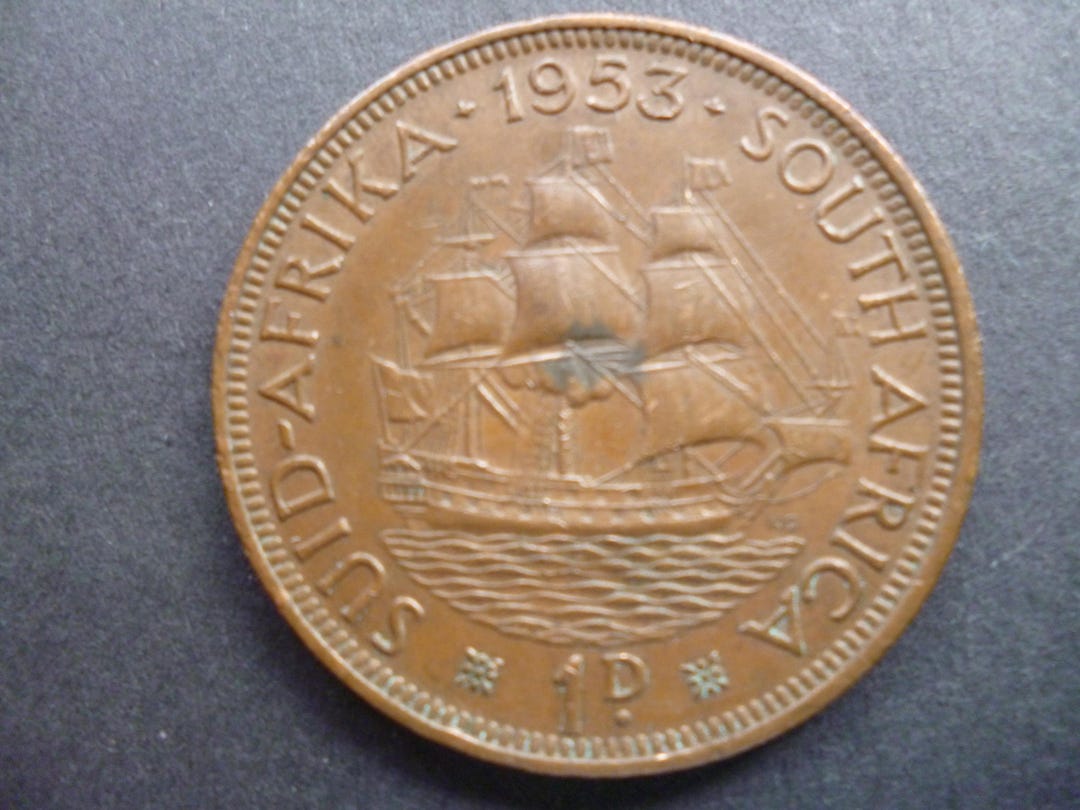 1953 South Africa Penny Coin: Dromedaris Ship, Queen Elizabeth II - Etsy UK