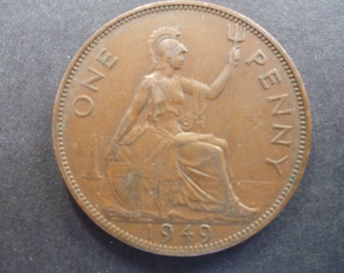Great Britain 1949 One Penny Coin, King George the Sixth an Ideal Gift ...