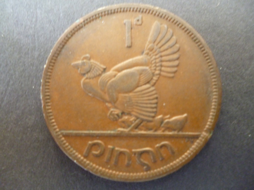 1949 Eire (ireland Republic) Penny Coin Featuring a Hen With Chicks and ...