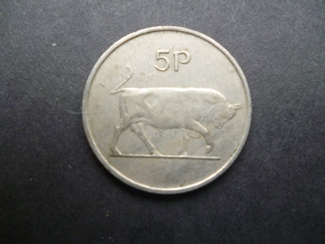 1969 Eire (ireland Republic) 5p (five Pence) Coin Featuring a Bull and ...