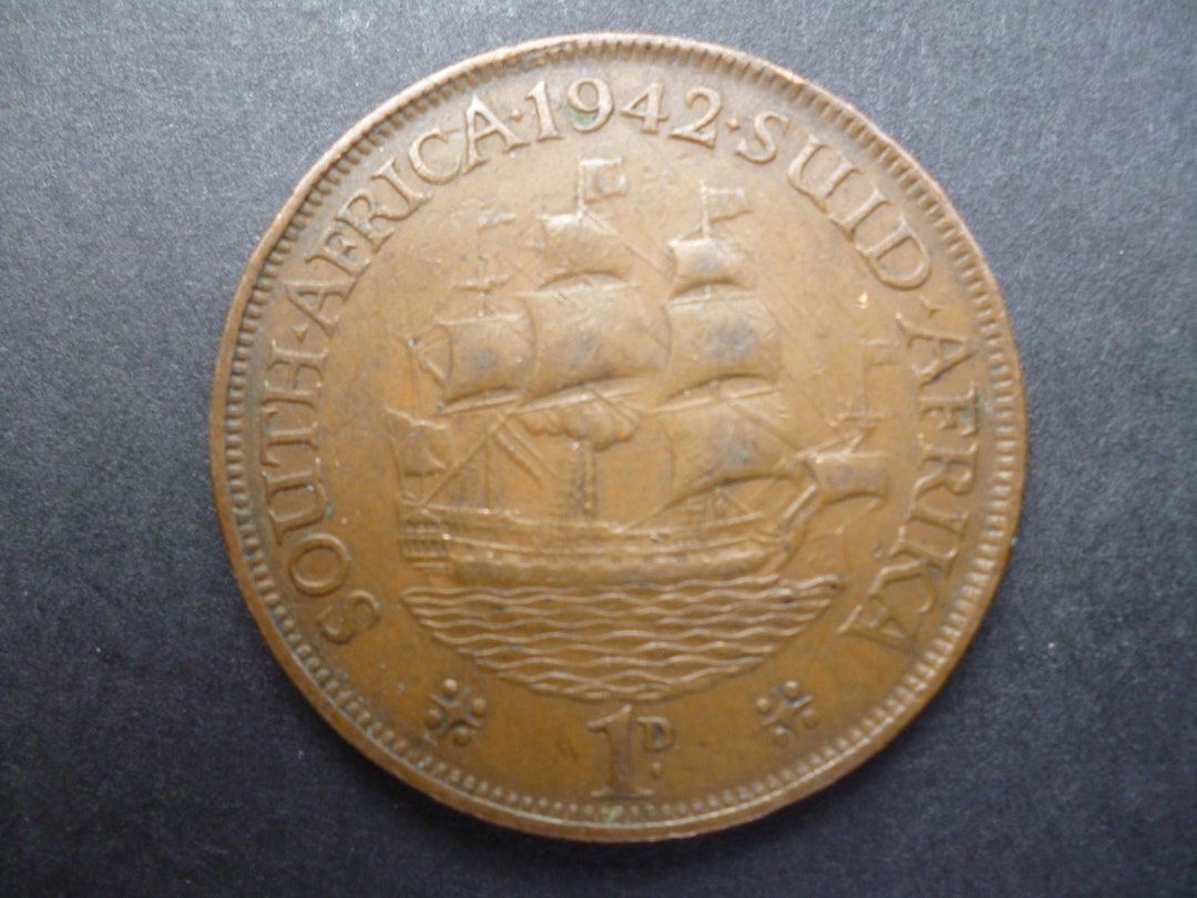 1942 South Africa Penny Coin: Dromedaris Ship, King George VI - Etsy