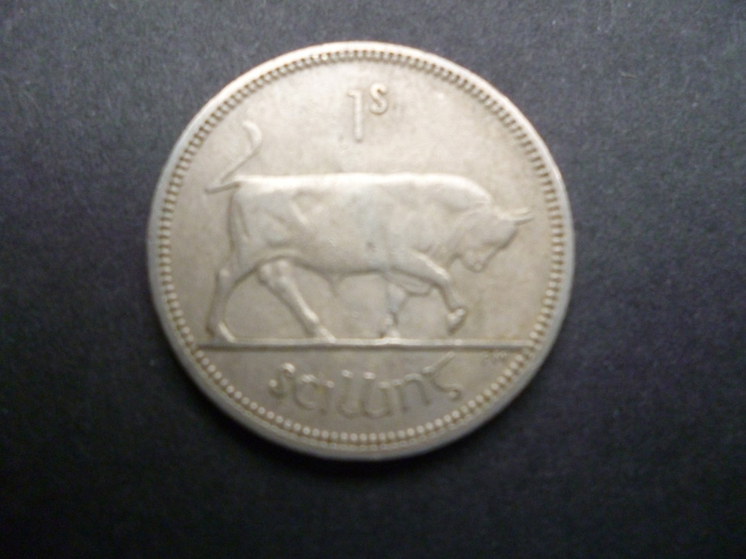 1962 Eire (ireland Republic) Shilling Coin Featuring a Bull and a Harp ...