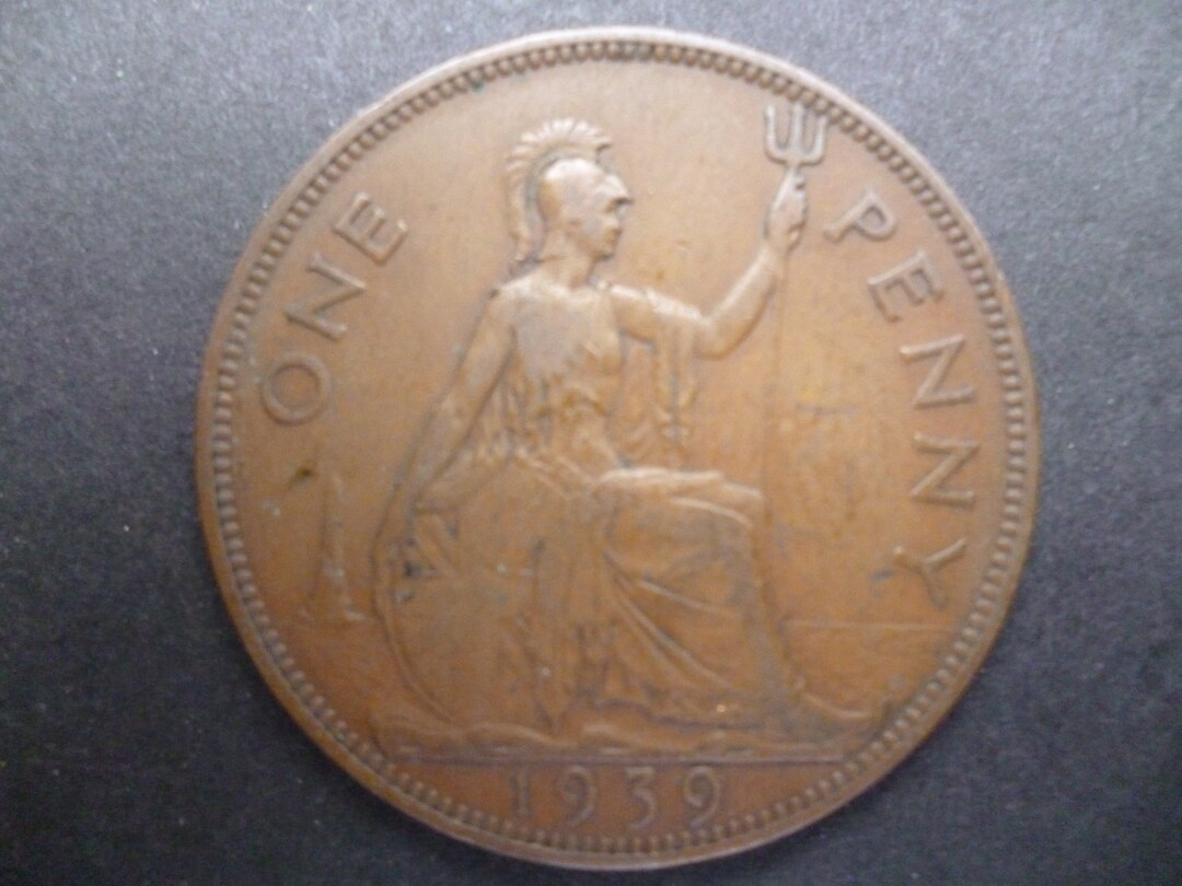 Great Britain 1939 One Penny Coin, King George the Sixth an Ideal Gift ...