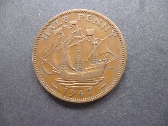 Great Britain 1947 Half Penny coinKing George the Sixth an | Etsy