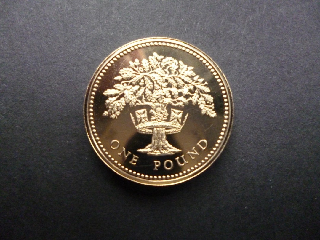 1987 English One Pound Coin: Royal Mint Proof, Oak Tree Design - Etsy