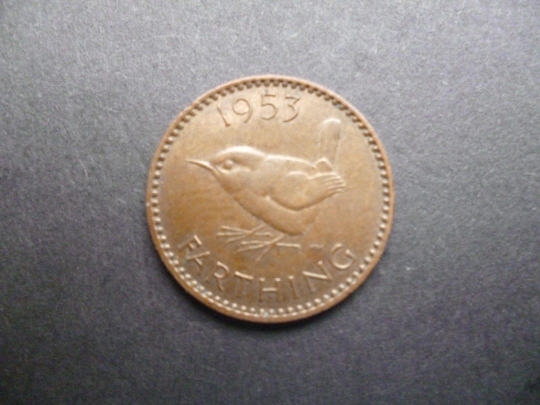 Vintage 1953 Farthing Coin: Wren Bird, English Bronze Jewelry Supply ...