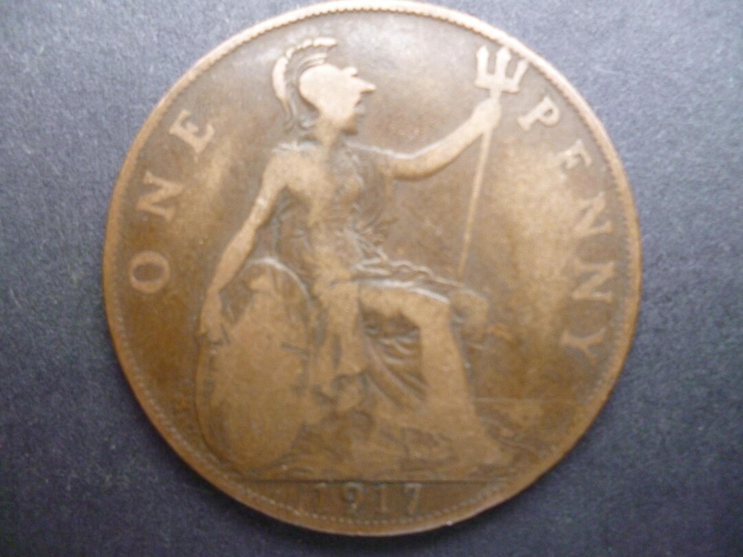 1917 King George V Penny Coin: English Bronze Collectible - Etsy