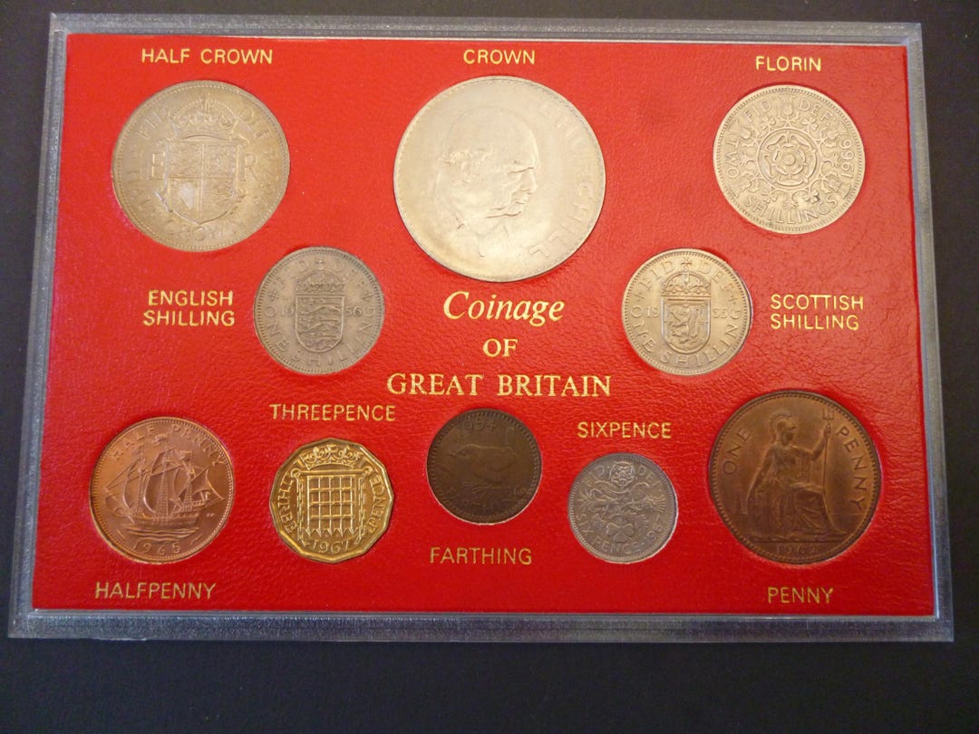 Vintage English Coinage of Great Britain a Coin Set Consisting of 10 ...
