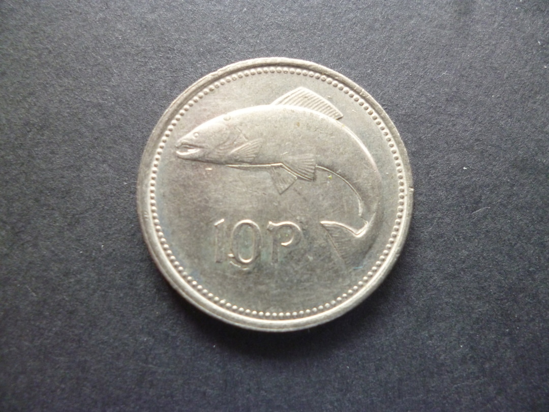 1994 Ireland 10p Coin: Salmon & Harp, Craft Jewelry Supplies - Etsy