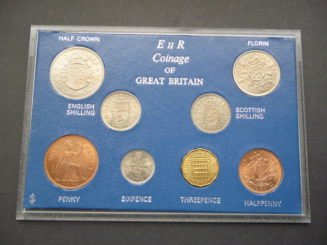 1964 British Coin Set: Queen Elizabeth II, 8-coin Collection - Etsy