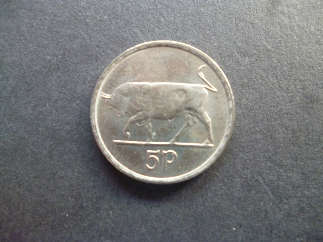 1996 Ireland 5p Coin: Bull & Harp, Craft Jewelry Supply - Etsy