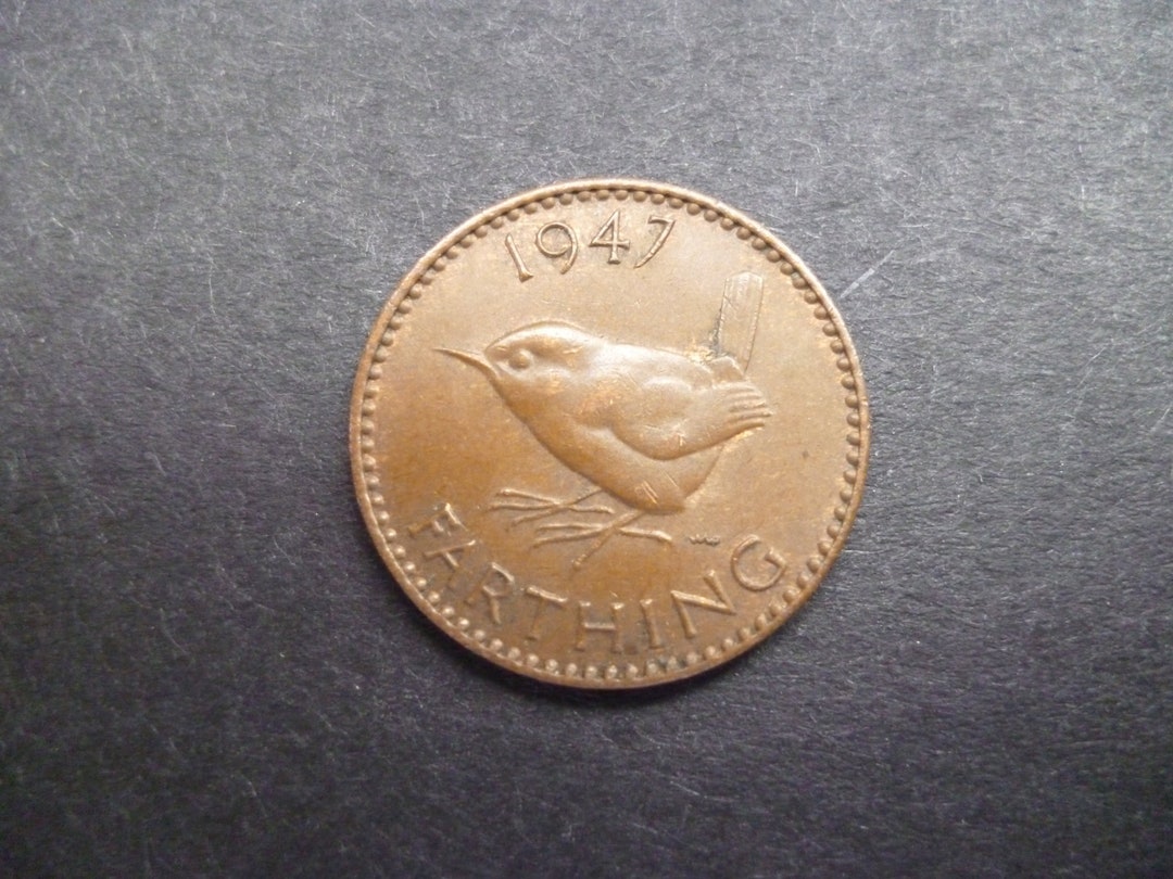 United Kingdom 1947 Farthing Coin Featuring a Wren Bird, Ideal Gift or ...