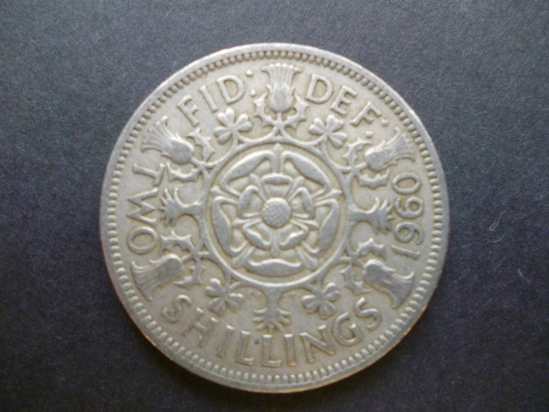 1960 Two Shillings Florin Coin: English Cupro-nickel Coin for Jewelry ...