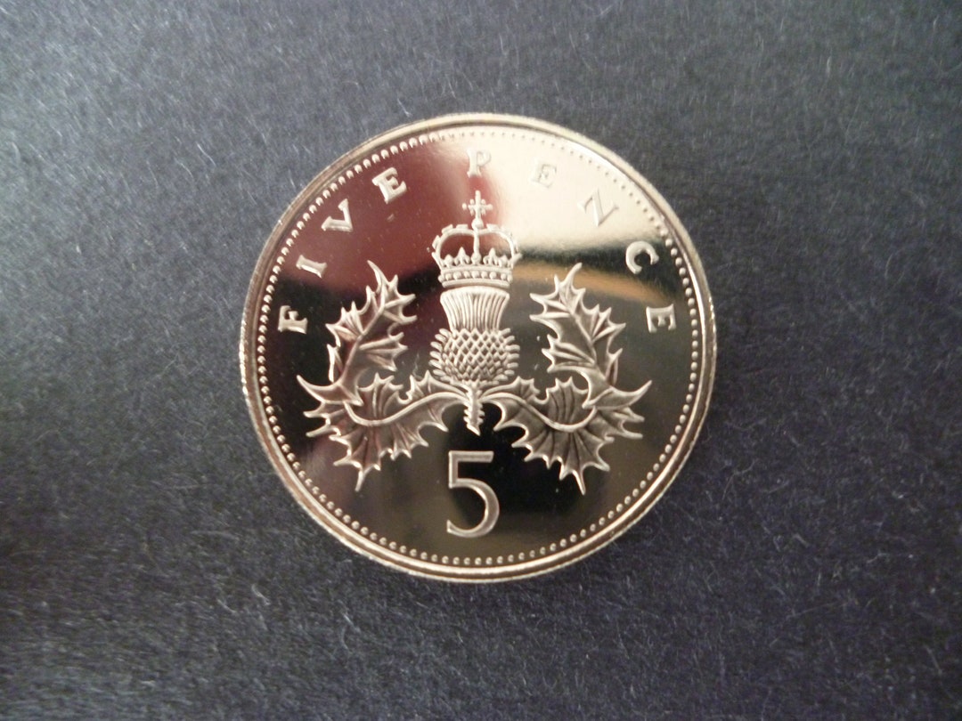 Vintage 1986 UK Proof 5p Coin: Scottish Thistle, Elizabeth II - Etsy