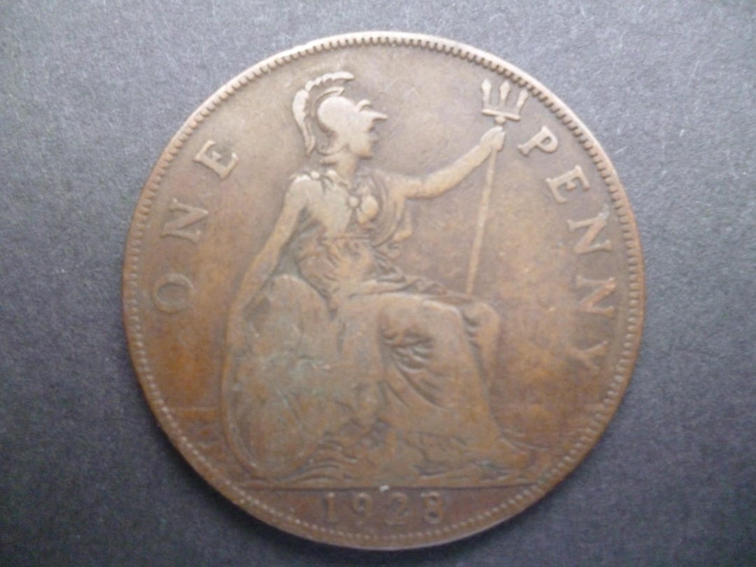 1928 Britain Penny Coin, King George V, Bronze Jewelry - Etsy