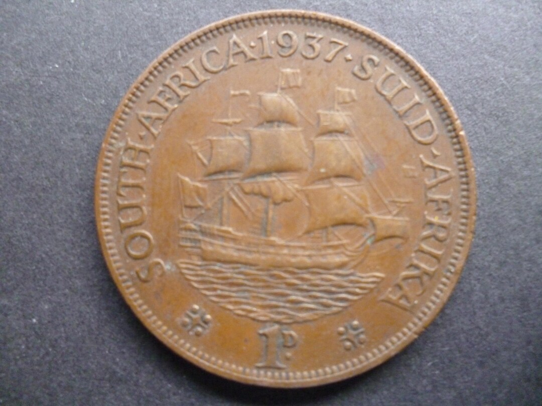 1937 South Africa Penny Coin: Dromedaris Ship, King George VI - Etsy