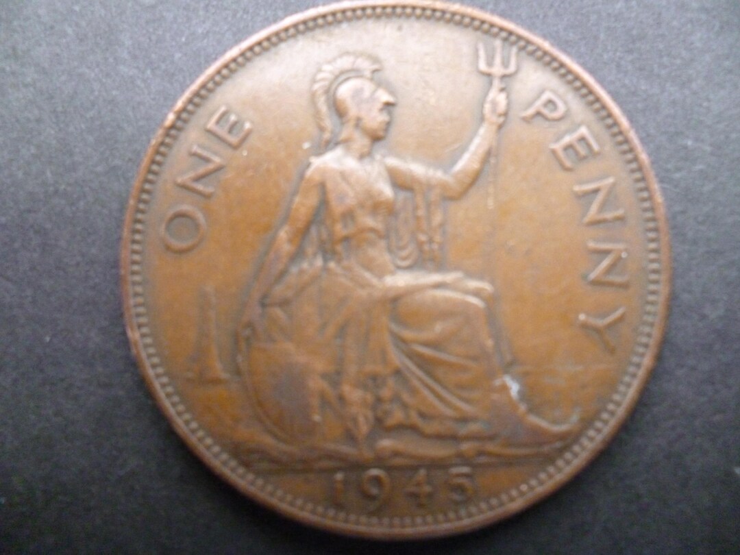 Great Britain 1945 One Penny Coin, King George the Sixth an Ideal Gift ...