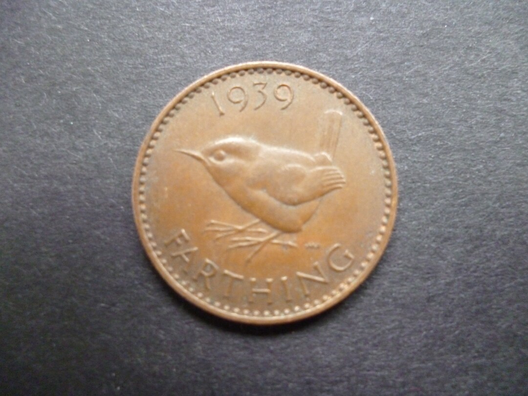 United Kingdom 1939 Farthing Coin Featuring a Wren Bird, Ideal Gift or ...