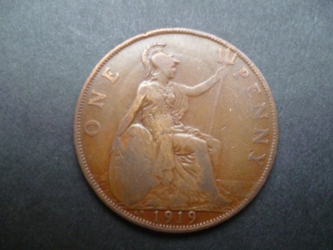 Great Britain 1919 One Penny Coin, George 5th Kings Norton Mint ...