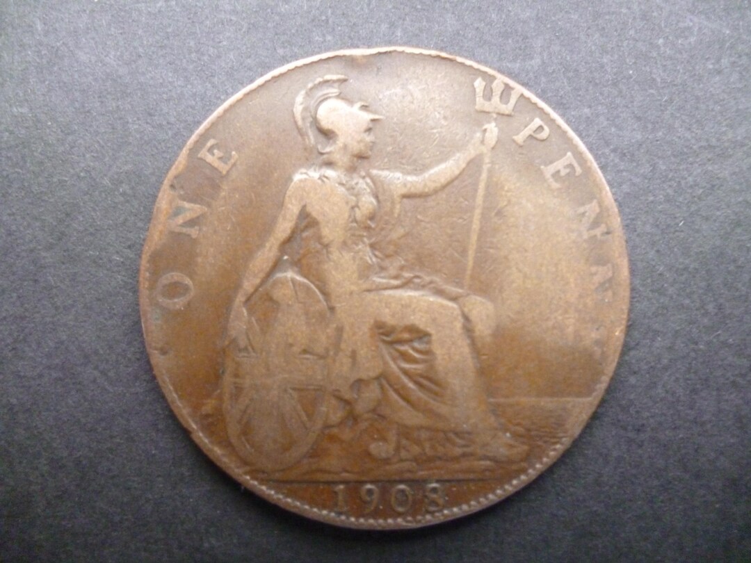 Great Britain 1908 One Penny Coin, King Edward 7th, an Ideal Gift or ...