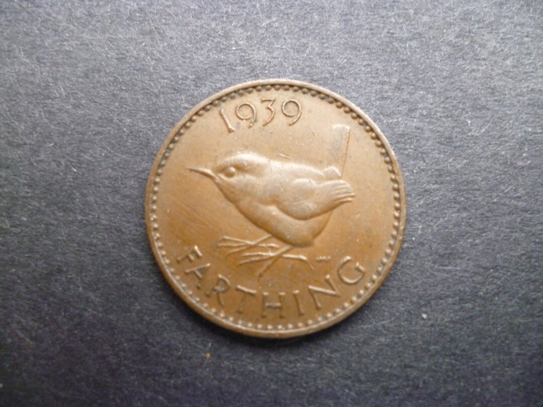 1939 UK Farthing Coin: Wren Bird, King George VI, Bronze - Etsy