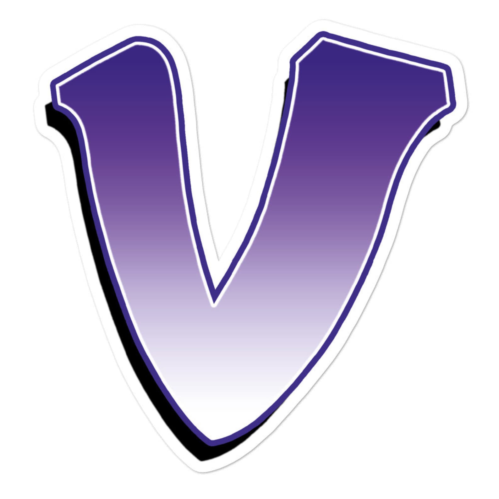 Letter V Purple Sticker | Etsy