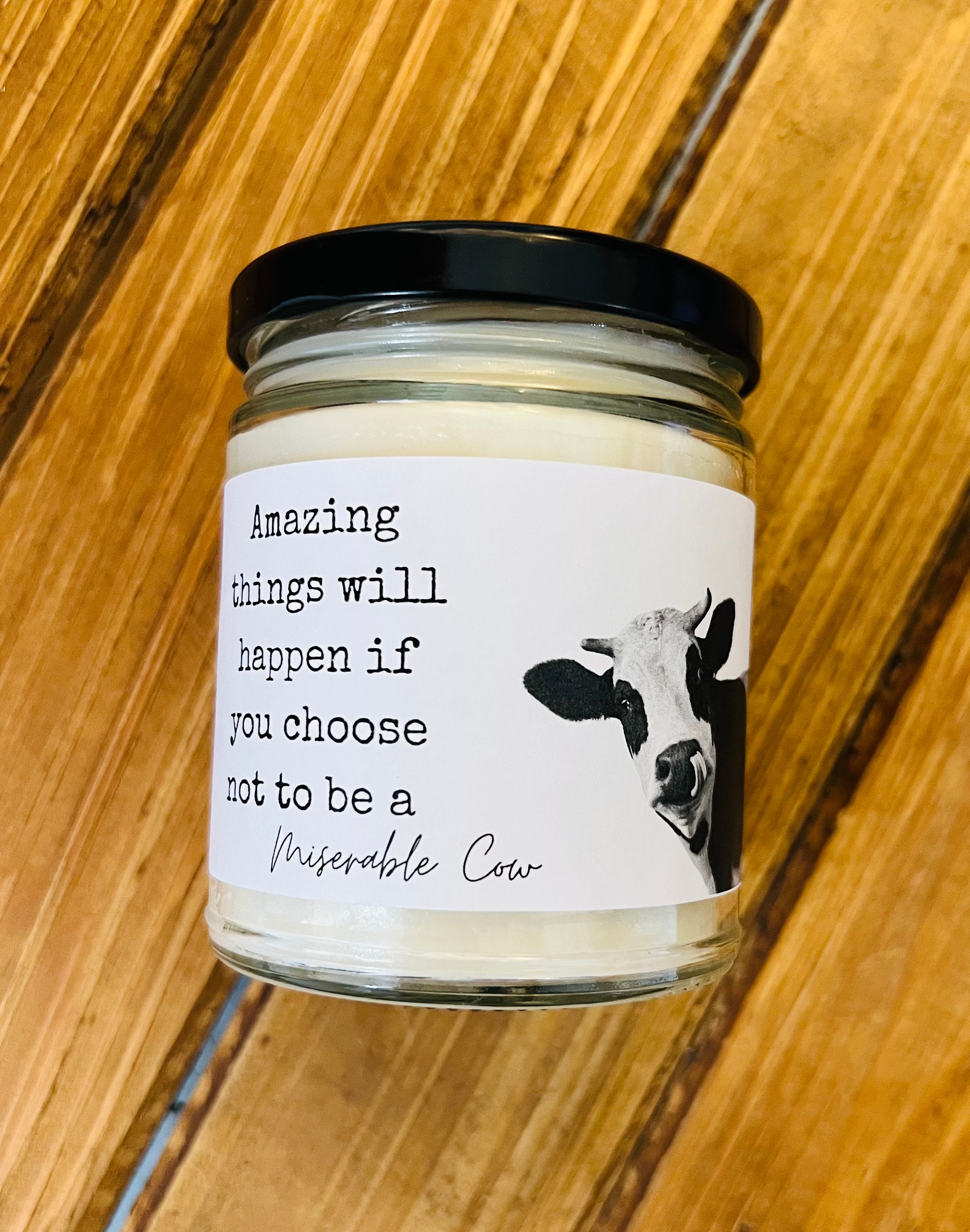 Miserable Cow Candle Funny Candle Label White Scented Candles Multiple ...