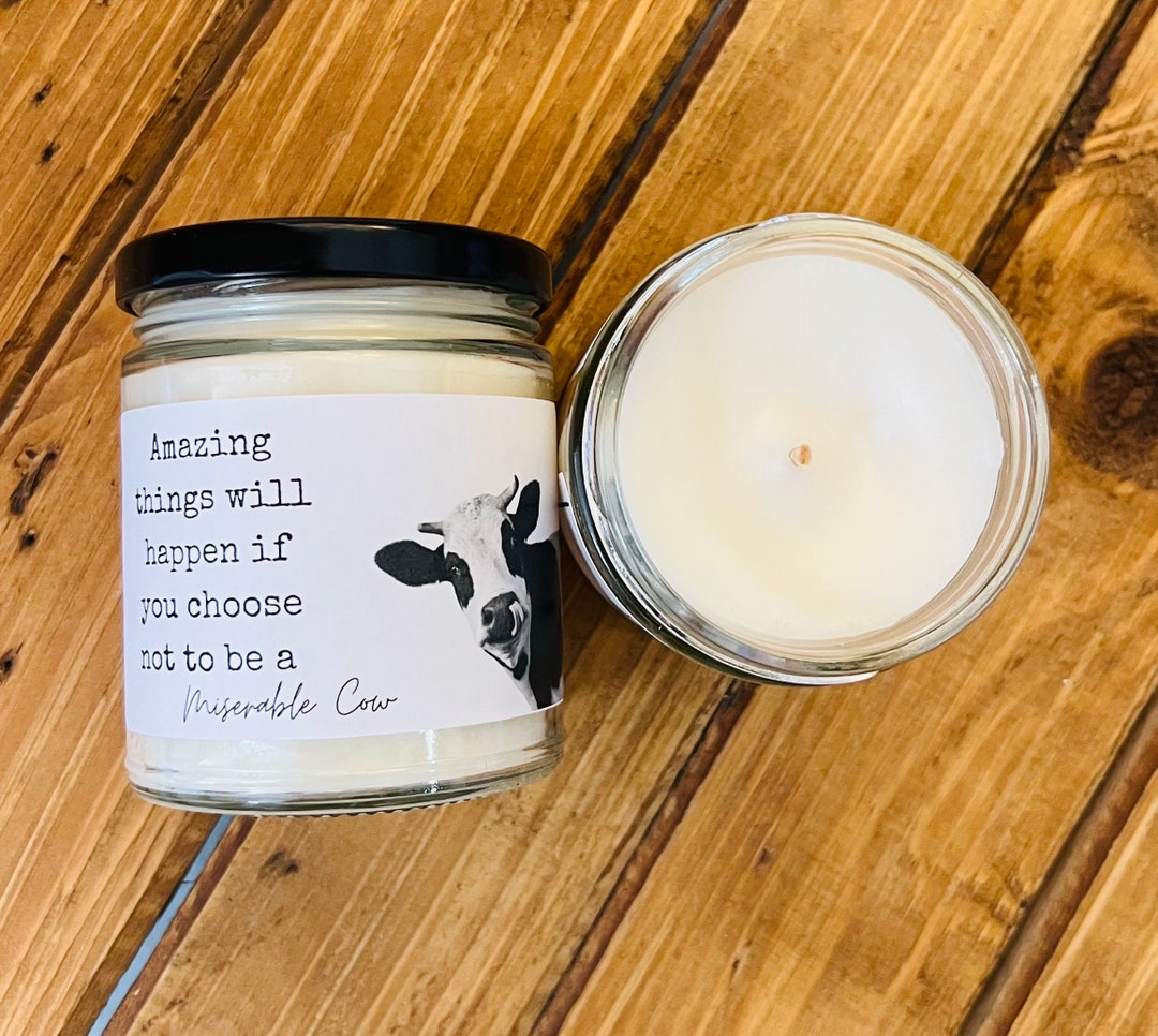 Miserable Cow Candle | Funny Candle Label | White Scented Candles ...