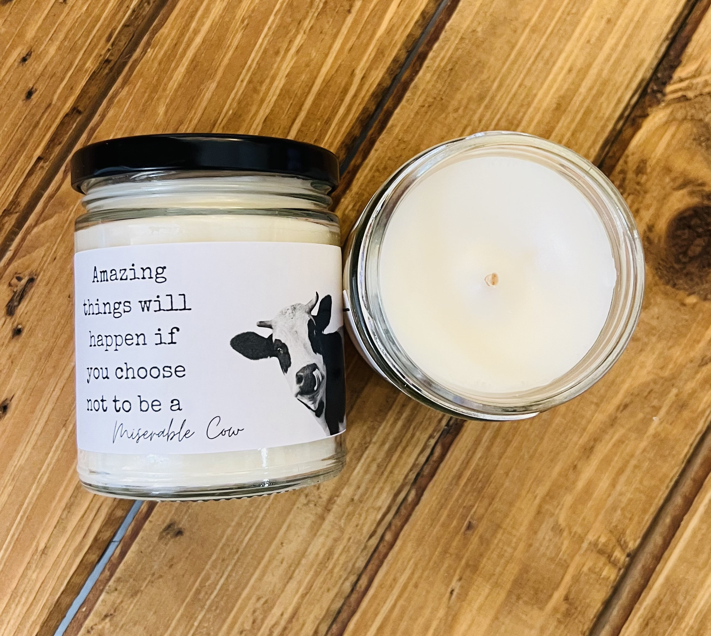 Miserable Cow Candle | Funny Candle Label | White Scented Candles ...