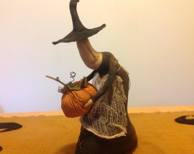 Primitive Pumpkin Picking Witch - Etsy