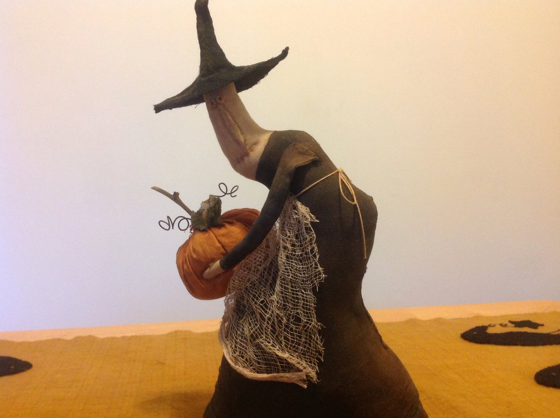 Primitive Pumpkin Picking Witch - Etsy