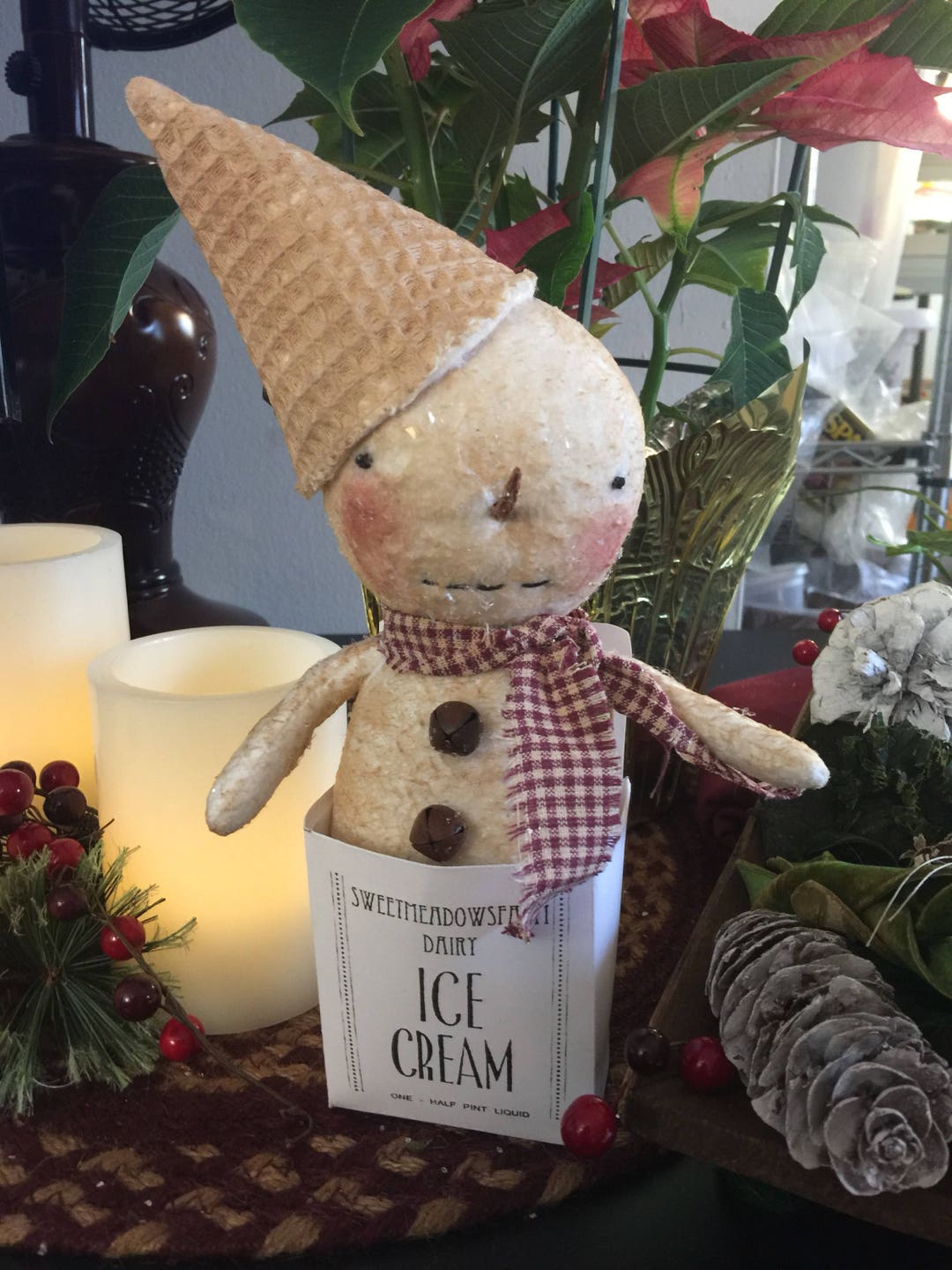 Ice Cream Cone Snowman - Etsy