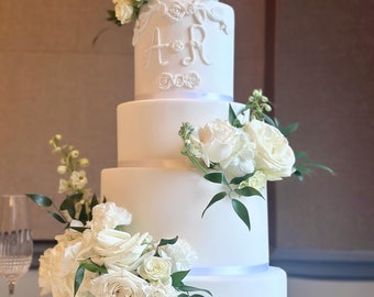 Three Tier Faux Wedding Cake White With White Pearls 18 Inches Tall 1 ...