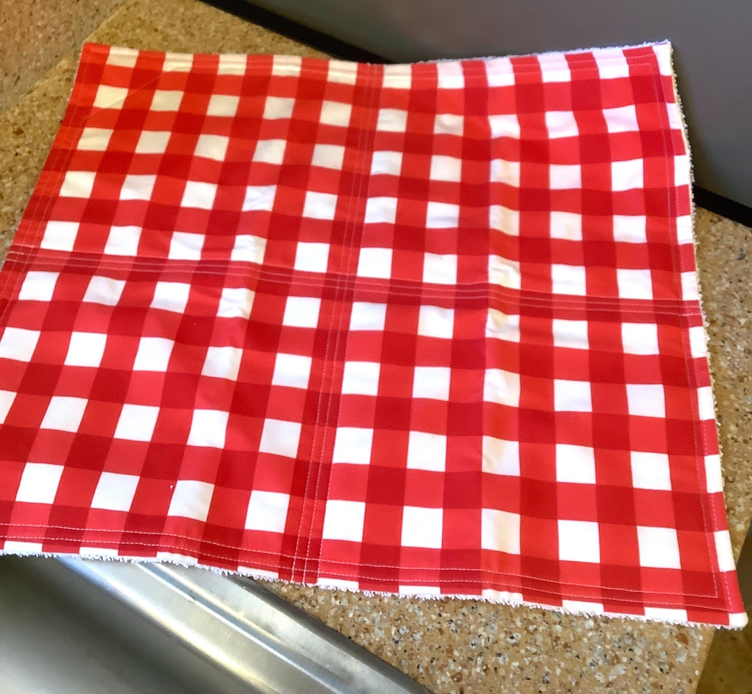 Red White Buffalo Plaid Dish Drying Mat, White Red Checkered Drying Mat ...