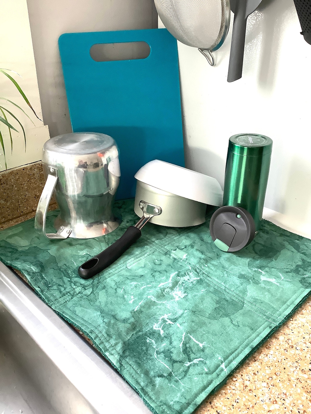 Green Dish Drying Mat, Dish Drying Pad, Green Handmade Dish Mat, 17 X ...