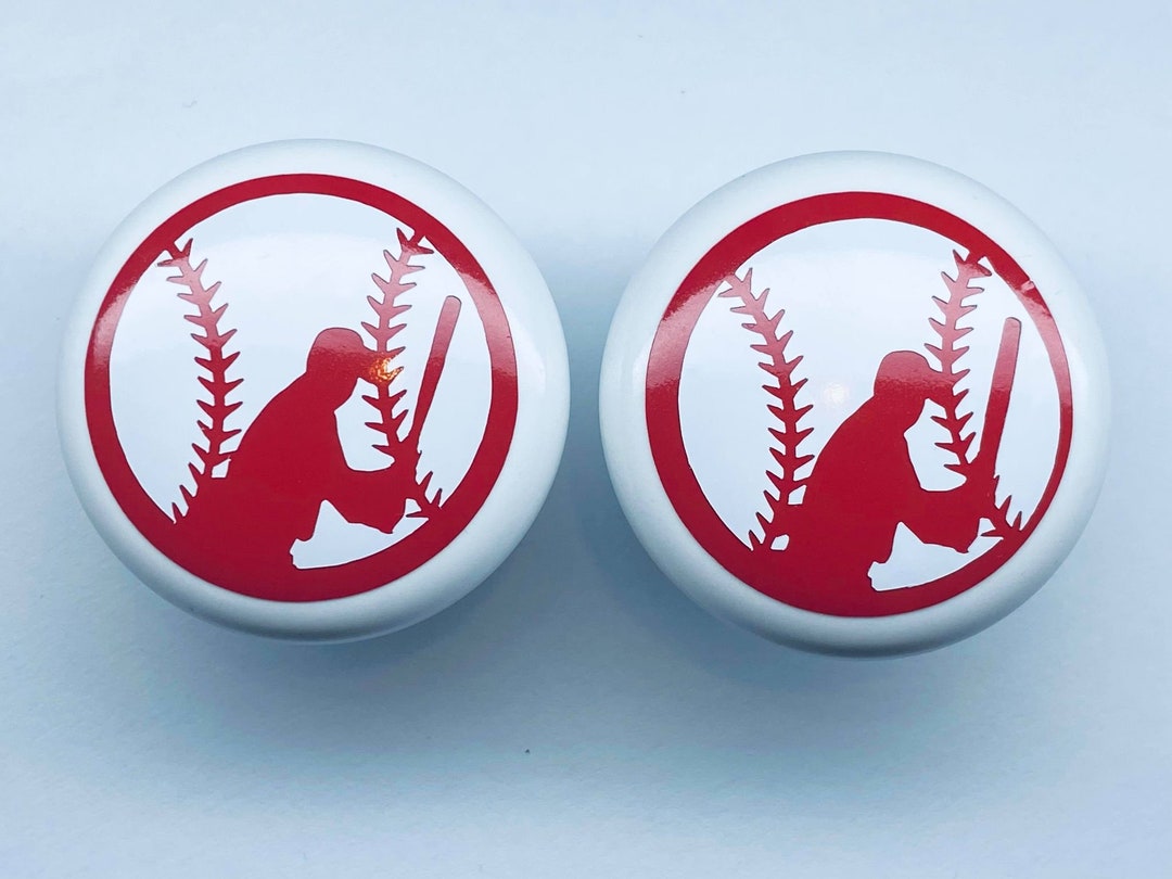 Pair 1.5” Baseball Drawer Knobs Pulls White Sport Ceramic - Etsy