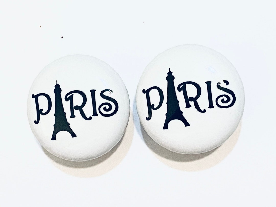 Pair Paris Symbol Drawer Knobs Pulls White Ceramic 1.5" - Etsy