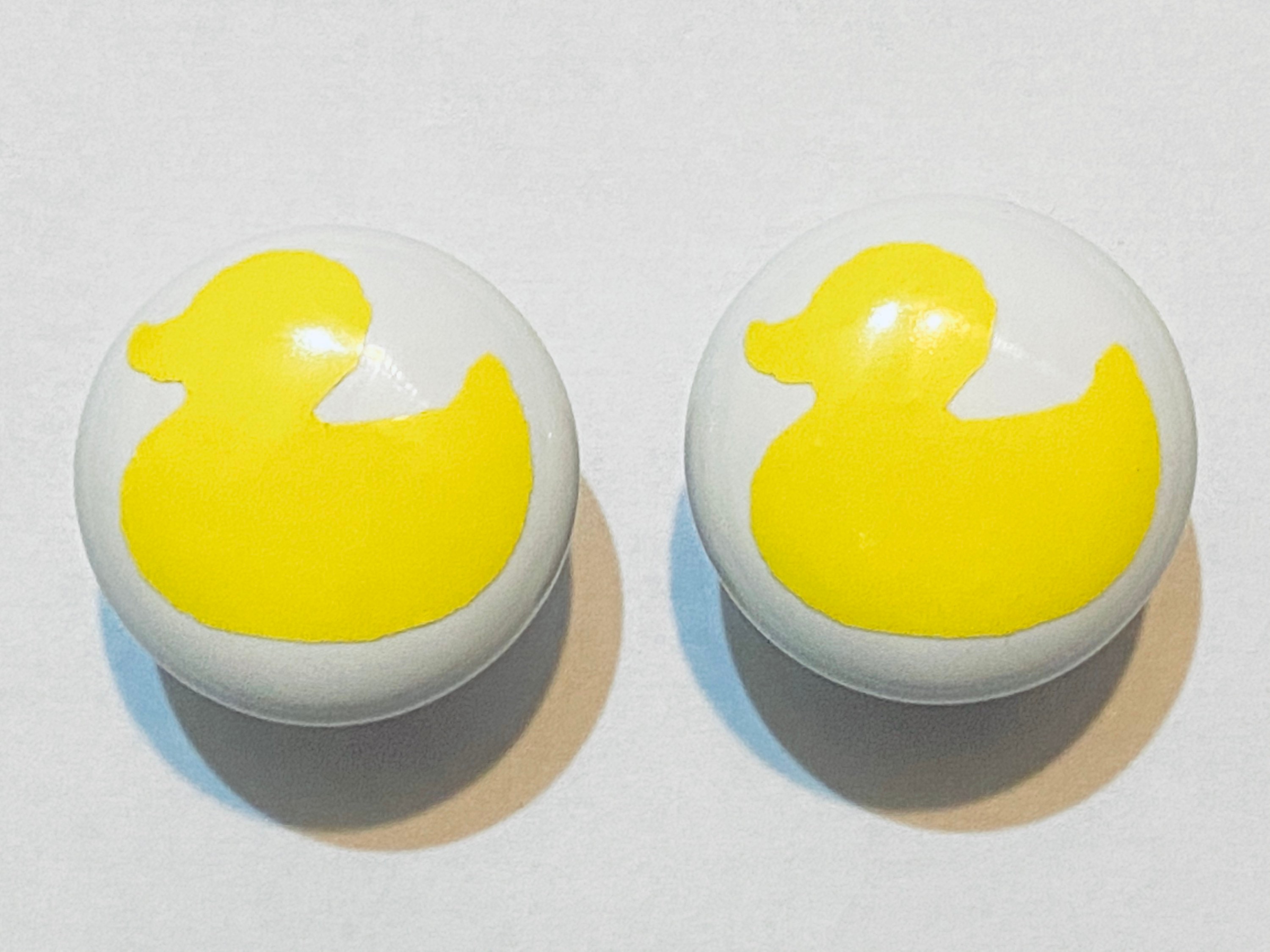 Pair 1.5 Rubber Duckie drawer knobs pulls white duck ceramic | Etsy